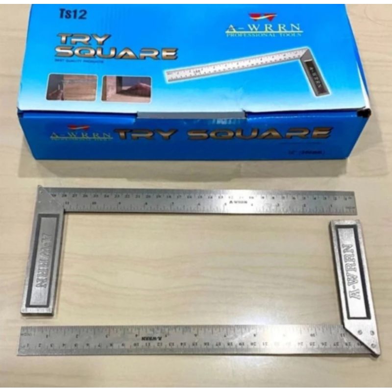 Jual siku meter WARRON 12 inchi bagus penggaris siku tukang 30cm try square 12" siku sudut rol ...