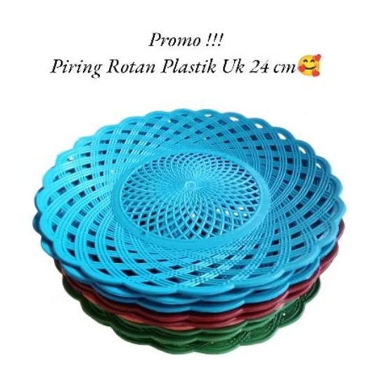 Jual Promo !!! Piring Rotan Plastik Ukuran 24 cm isi 12 pcs/ Piring ...