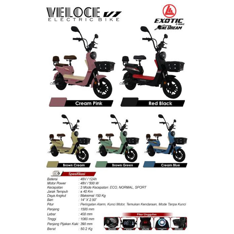 Jual Sepeda Listrik Exotic Veloce V1 E-bike Electric Bike Elektrik ...