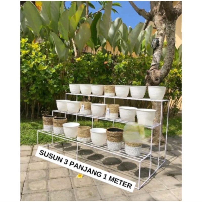 Jual RAK BUNGA SUSUN 3/STANDING POT BUNGA BESI/ TEMPAT BUNGA SUSUN 3 ...