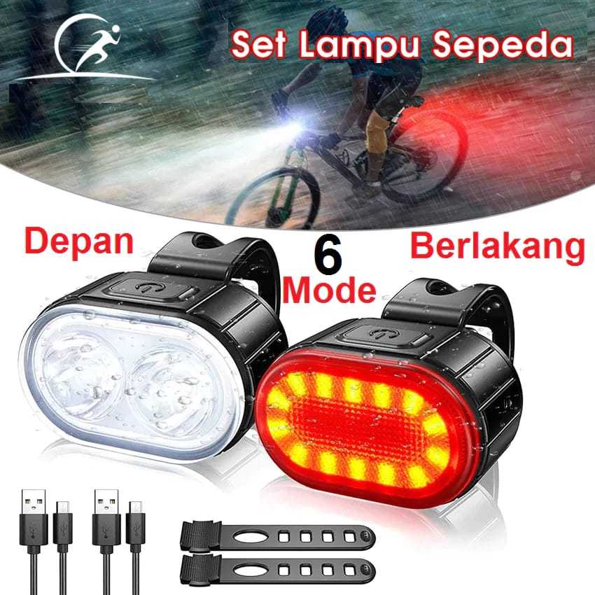 Jual Lampu Sepeda LED Bicycle Tail Light Set 2 Buah Lampu Depan Utama ...