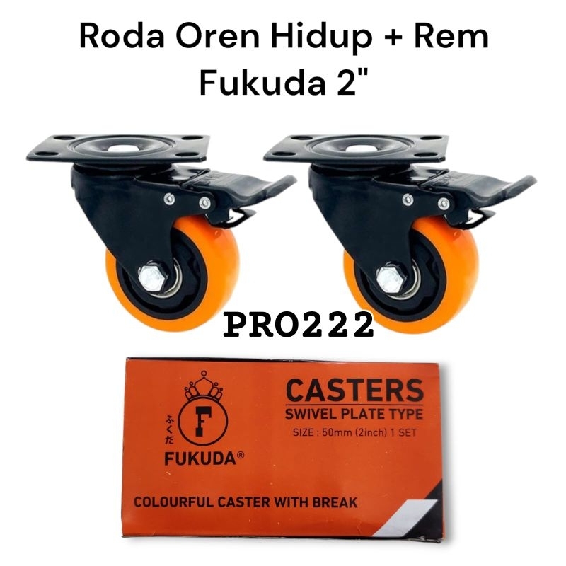 Jual RODA OREN HIDUP & HIDUP+ REM FUKUDA 2" / CASTERS SWIVEL PLAT ...