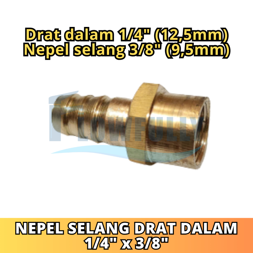 Jual NEPEL SELANG DRAT DALAM 1/4 X 3/8 INCH KUNINGAN SAMBUNGAN DRAT ...