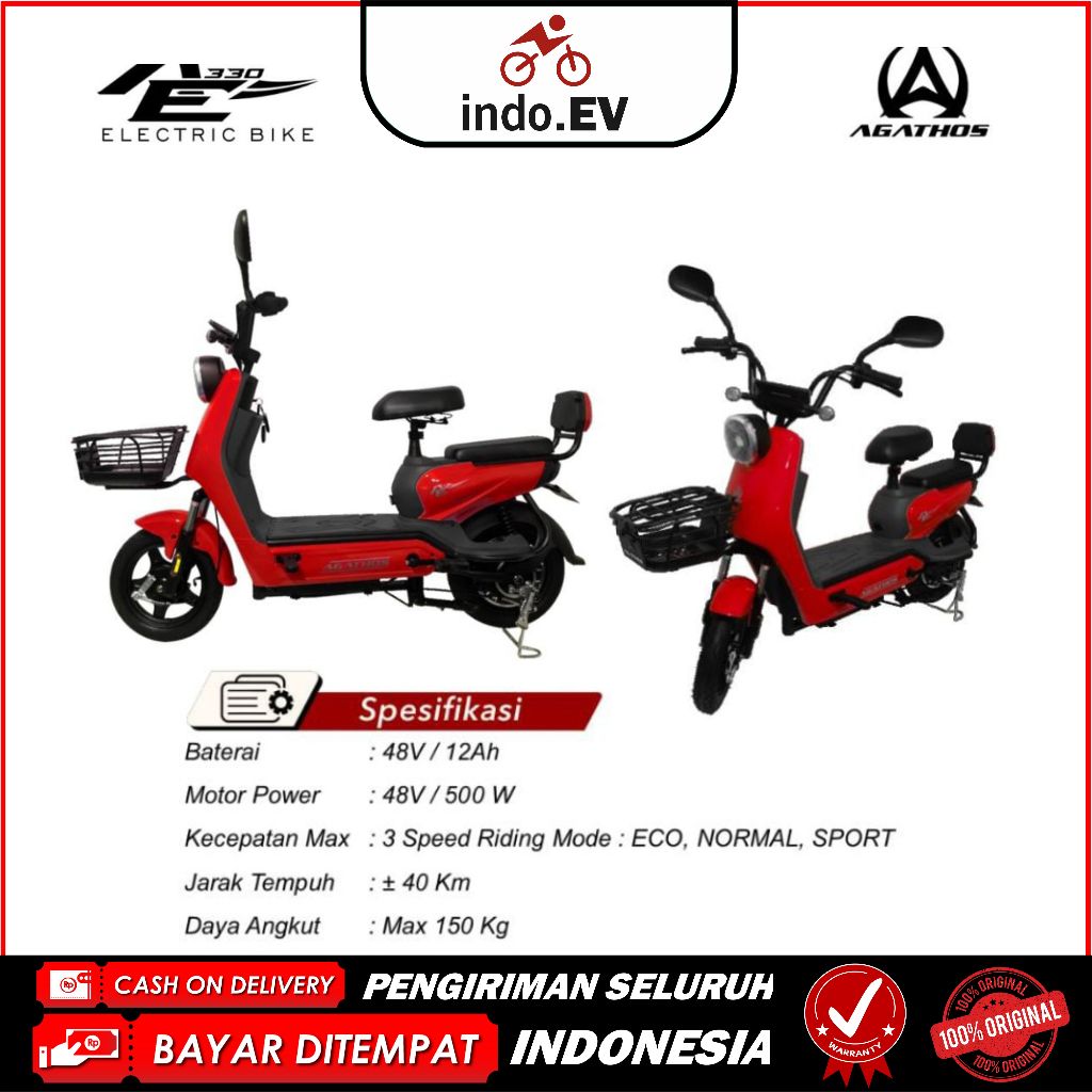 Jual Sepeda Listrik AGATHOS AE 330 by pacific | 500watt electric e-bike | Shopee Indonesia
