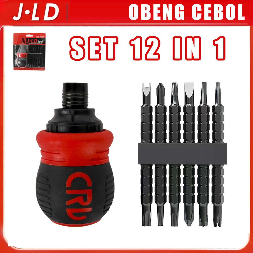 Jual COD ! JLD Obeng CRV Set 12in1 Obeng Cebol Dua Arah Bolak Balik ...