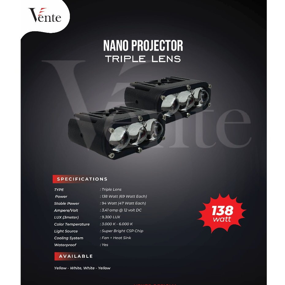 Jual VENTE - Nano Projector Triple Lens | Shopee Indonesia