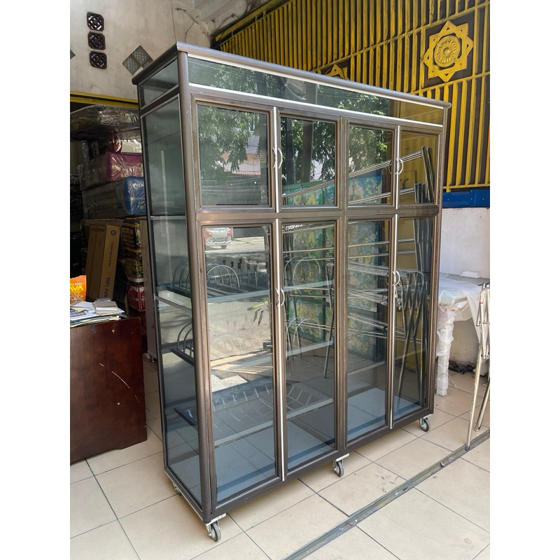 Jual LEMARI PIRING / RAK PIRING 4 PINTU TEMPAHAN 140 X 45 x 185 ...
