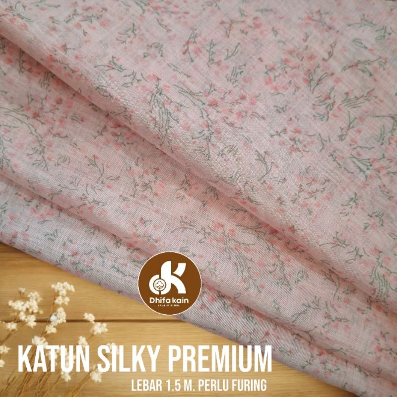 Jual kain katun silk motif bunga kecil / kain katun semi sutra motif ...