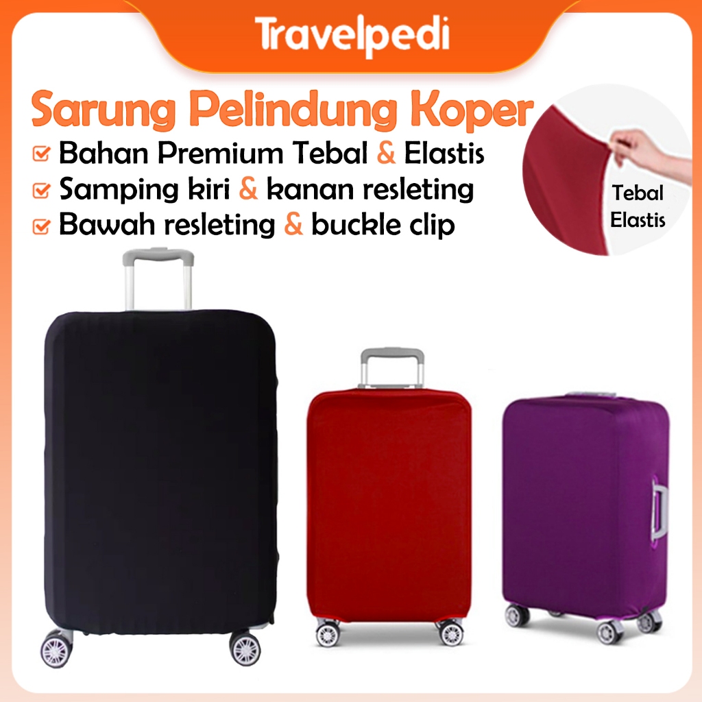 Jual Cover Luggage Double Zipper Sarung Koper Warna Polos Elastis ...