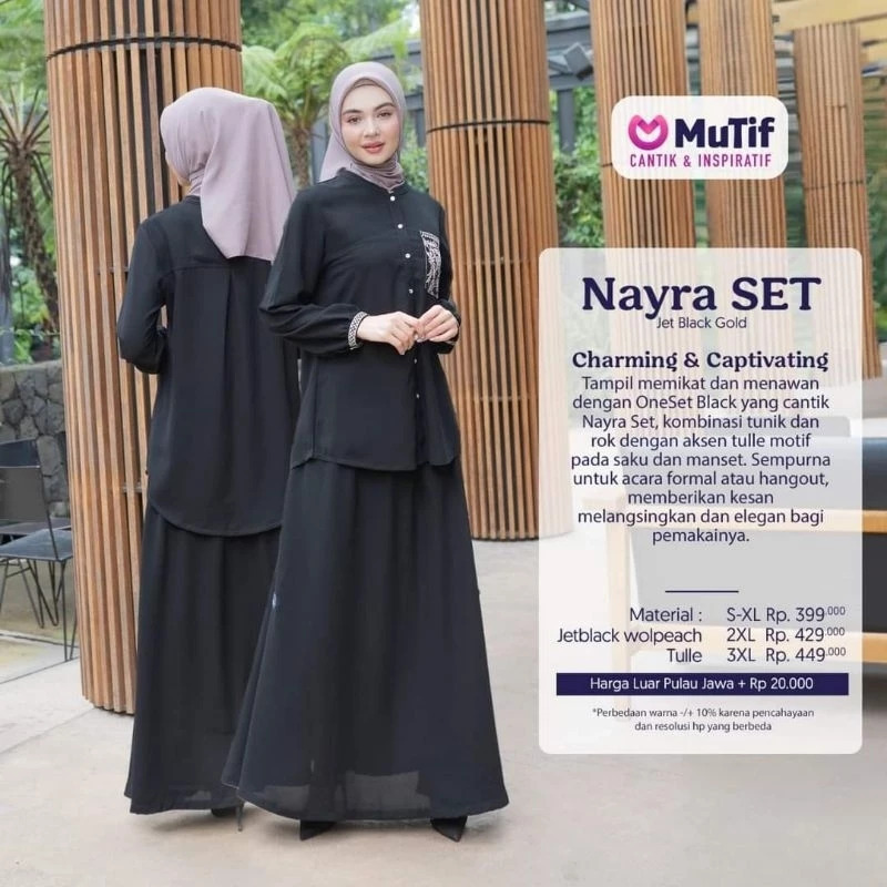 Jual GAMIS MUTIF NAYRA SET BLACK TERBARU 2024 | Shopee Indonesia