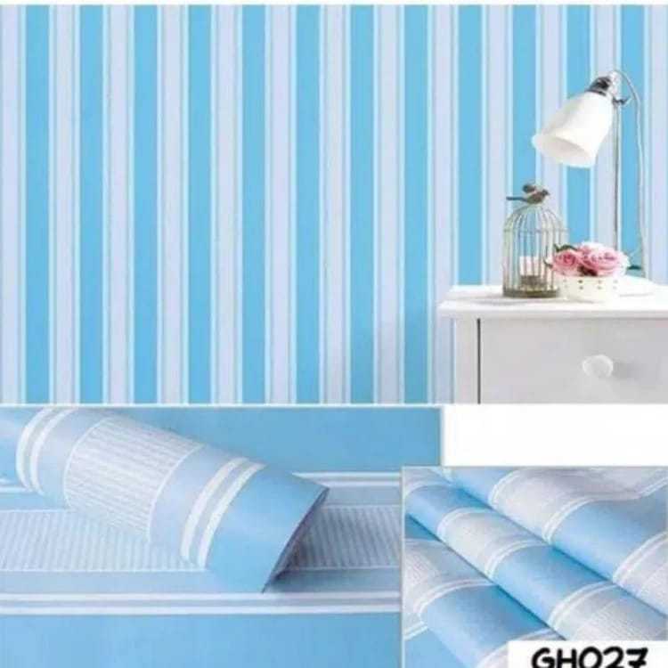 Jual WALLPAPER DINDING RUANG // WALLPAPER STICKER MOTIF SALUR BIRU 45 CM x 9-10 METER | Shopee ...