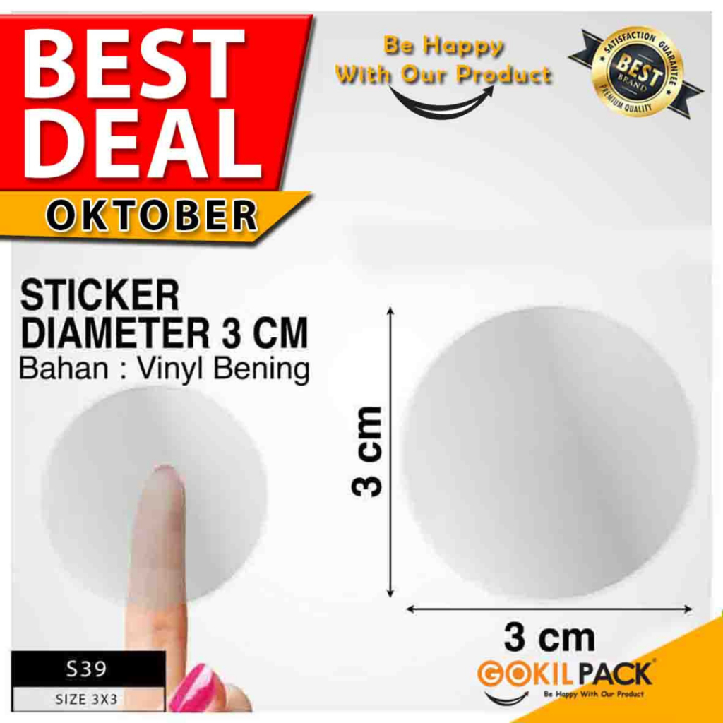 Jual Sticker Bulat Murah|Sticker Vinyl|Sticker Bening|Sticker 3cm|S39 ...
