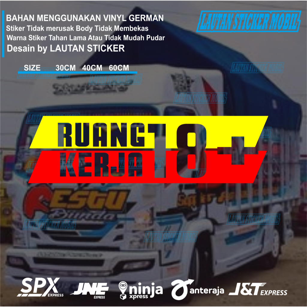 Jual cutting sticker tulisan ruang kerja 18+ cutting sticker trek trucx ...