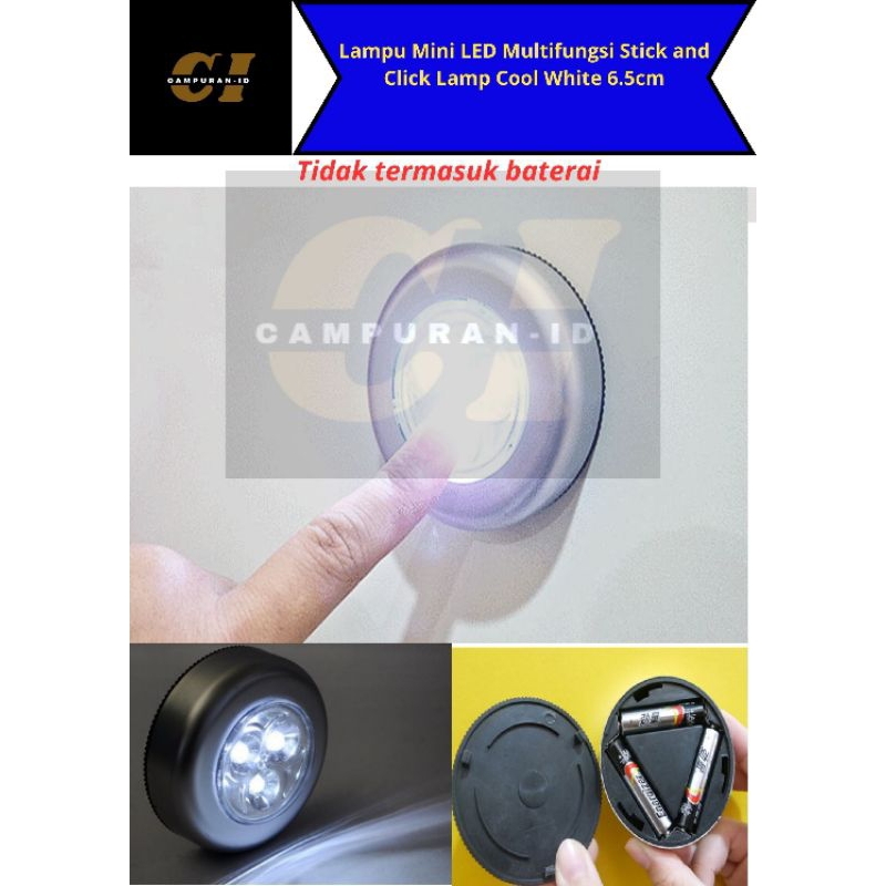 Jual Lampu Tempel LED mini Multifungsi stick & click lamp cool white ...