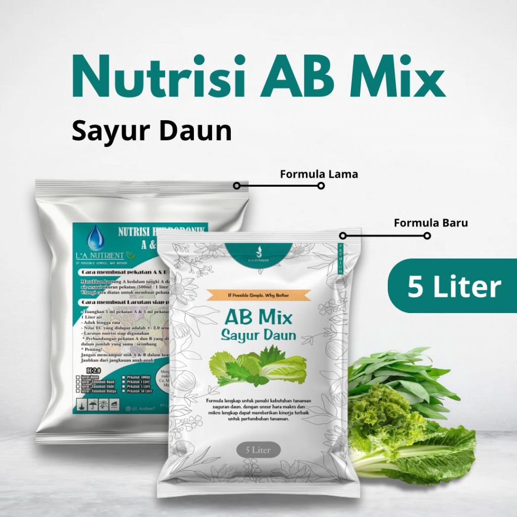 Jual Nutrisi AB Mix LA NUTRIENT Pekatan 5 Liter Untuk Sayuran Daun ...