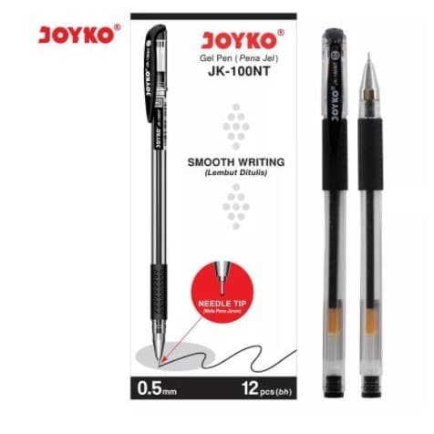 Jual GEL PEN/ PENA JEL /PULPEN JOYKO JK-100 & JOYKO JK-100NT 0.5 MM (HITAM) HARGA /PACK ISI 12 ...