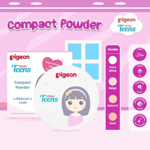 Jual Pigeon Teens Compact Powder Natural Look 14gr | Shopee Indonesia