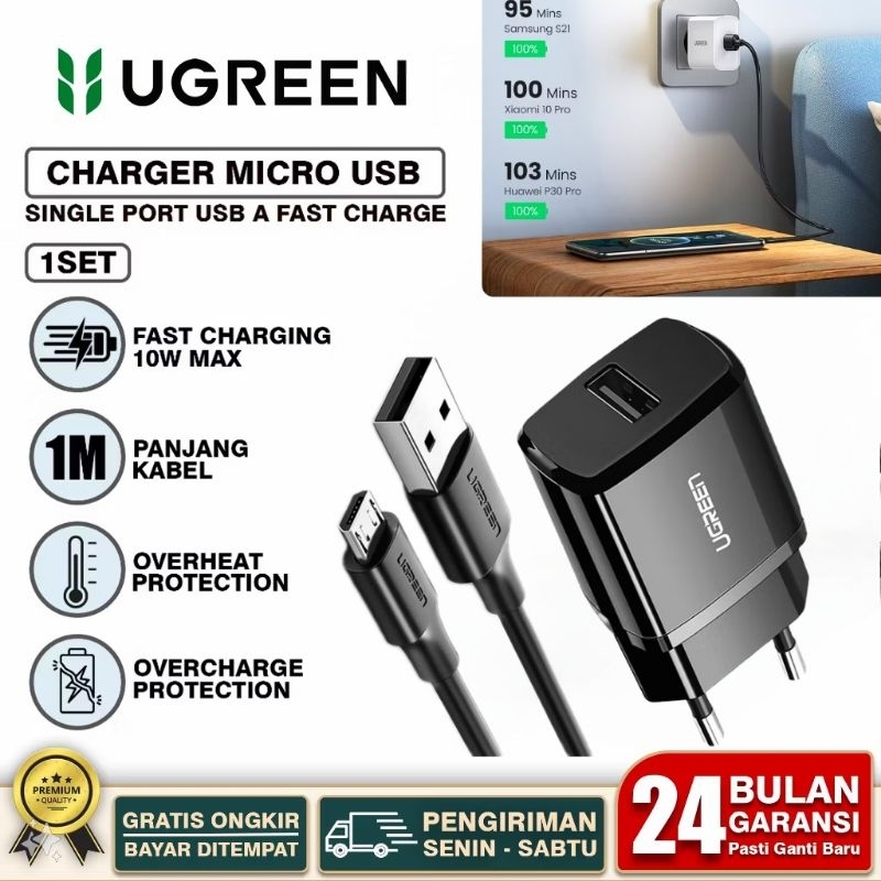 Jual UGREEN Charger Android 1 Set Micro Fast Charging 10W panjang 1-2 ...