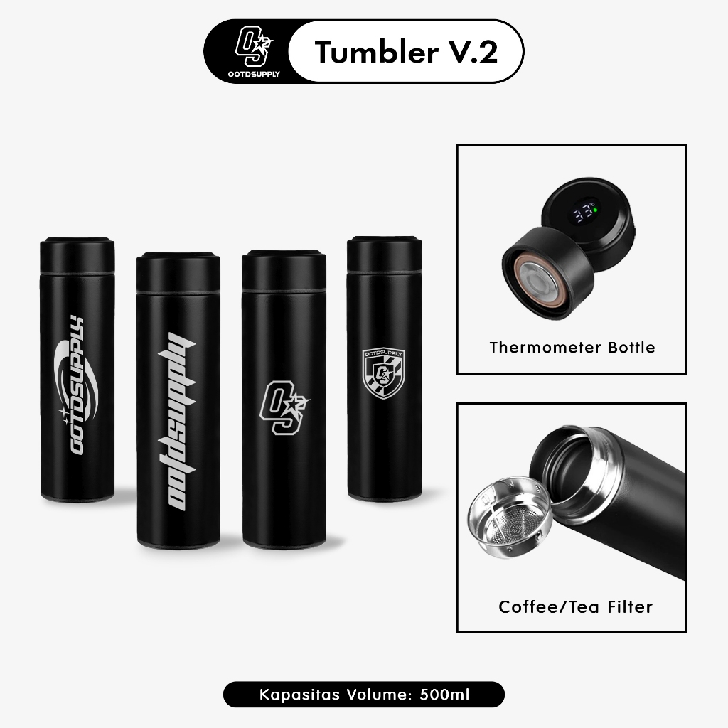 Jual OOTDSUPPLY Tumbler V2 LED Suhu Black | Tumbler Stainless | Botol ...