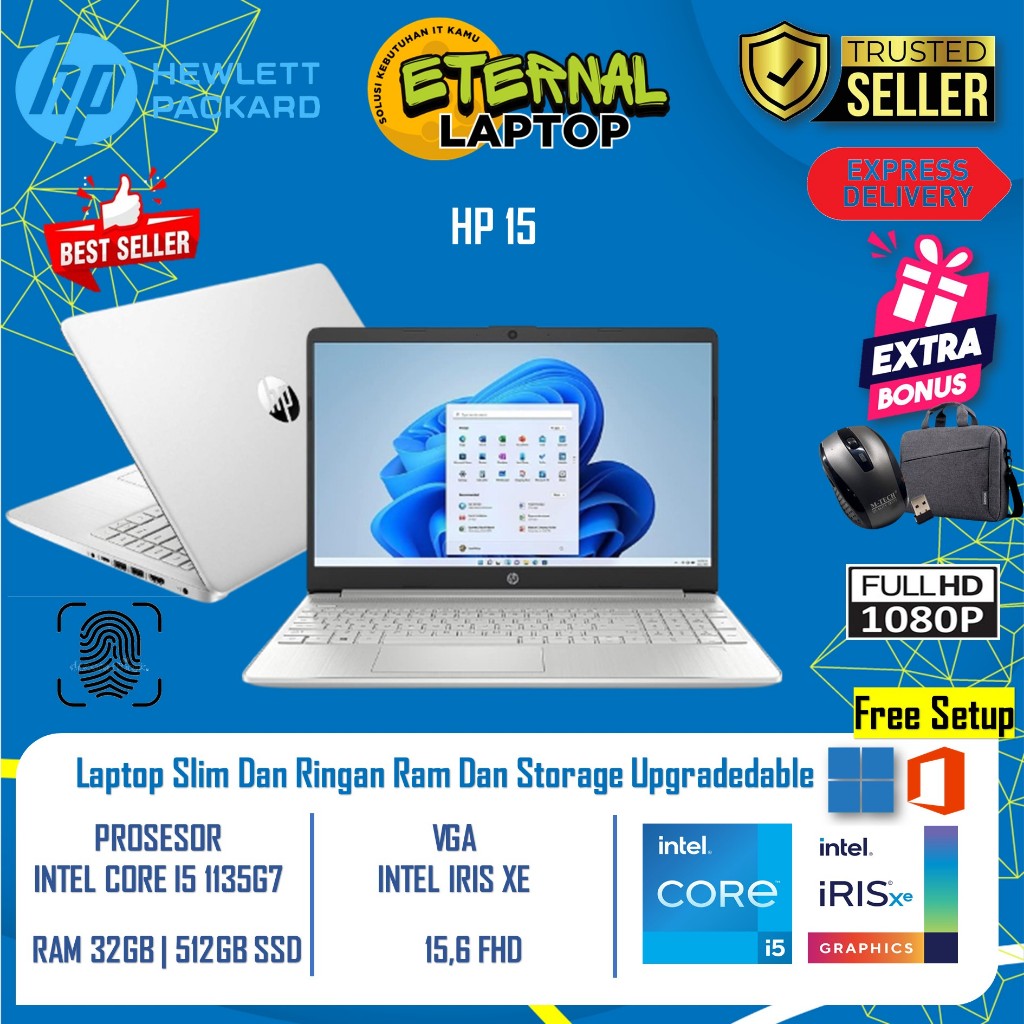 Jual Promo Laptop HP 15 Core i5 1135G7 RAM 16GB 512GB SSD FHD Windows11 ...