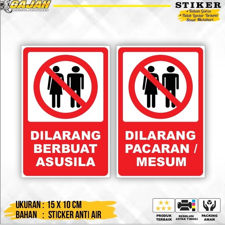 Jual Stiker Dilarang Mesum / Stiker Dilarang Pacaran / Stiker Dilarang Berbuat Asusila | Shopee ...