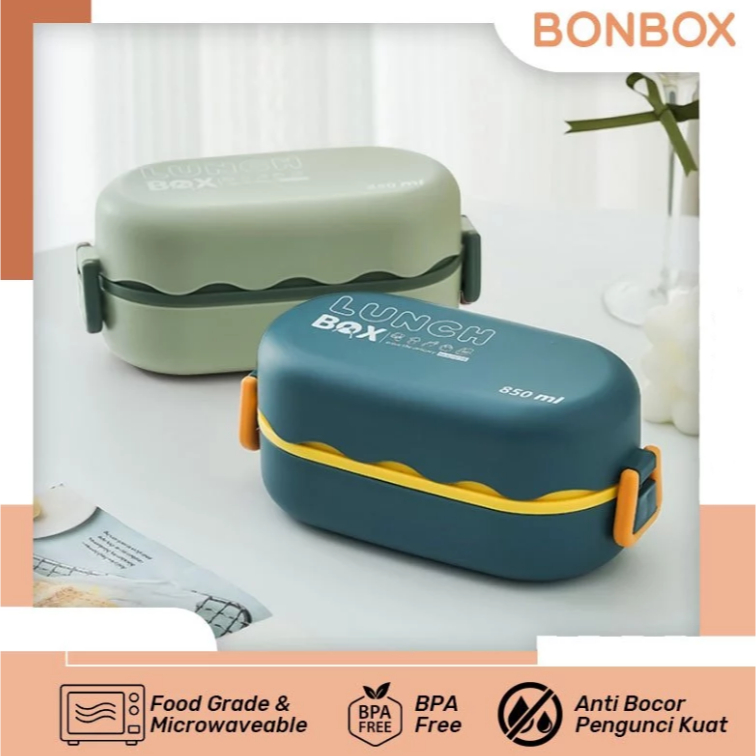 Jual BONBOX Lunch Box Kotak Bekal Makan 2 Susun 850ML Food Grade ...