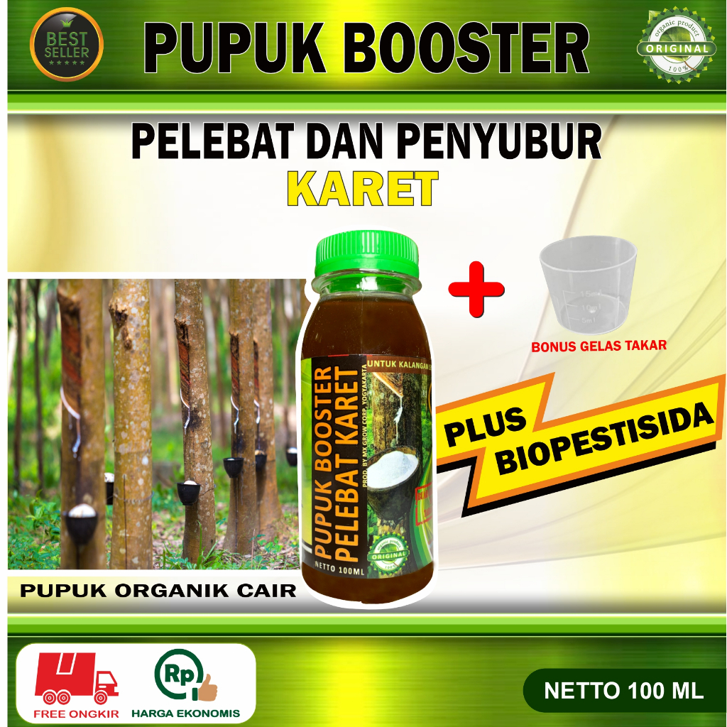 Jual Pupuk Organik Cair Pelebat Penyubur KARET 100 ml / Booster KARET / Pupuk Rabuk KARET 100 ml ...