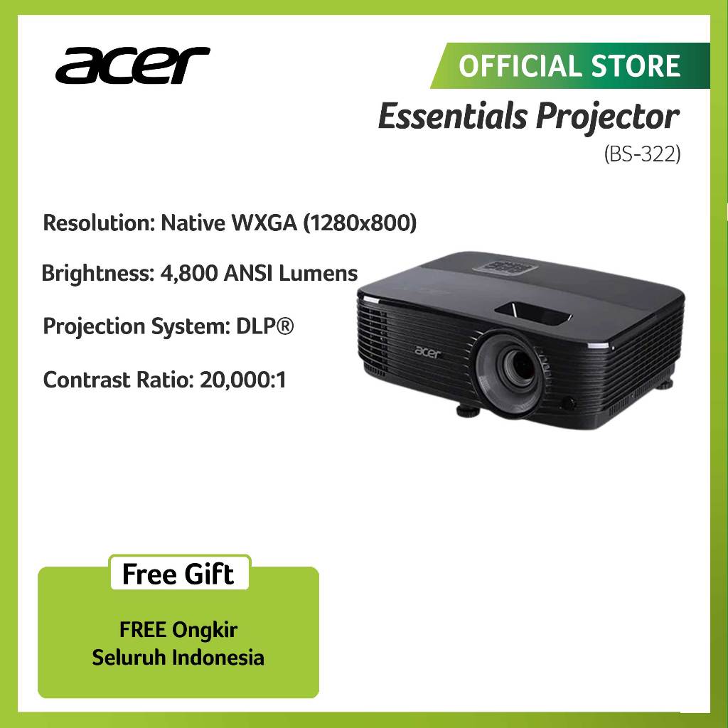 Jual ACER PROJECTOR ESSENTIALS BS-322 SVGA 4800 ANSI LUMENS | Shopee ...