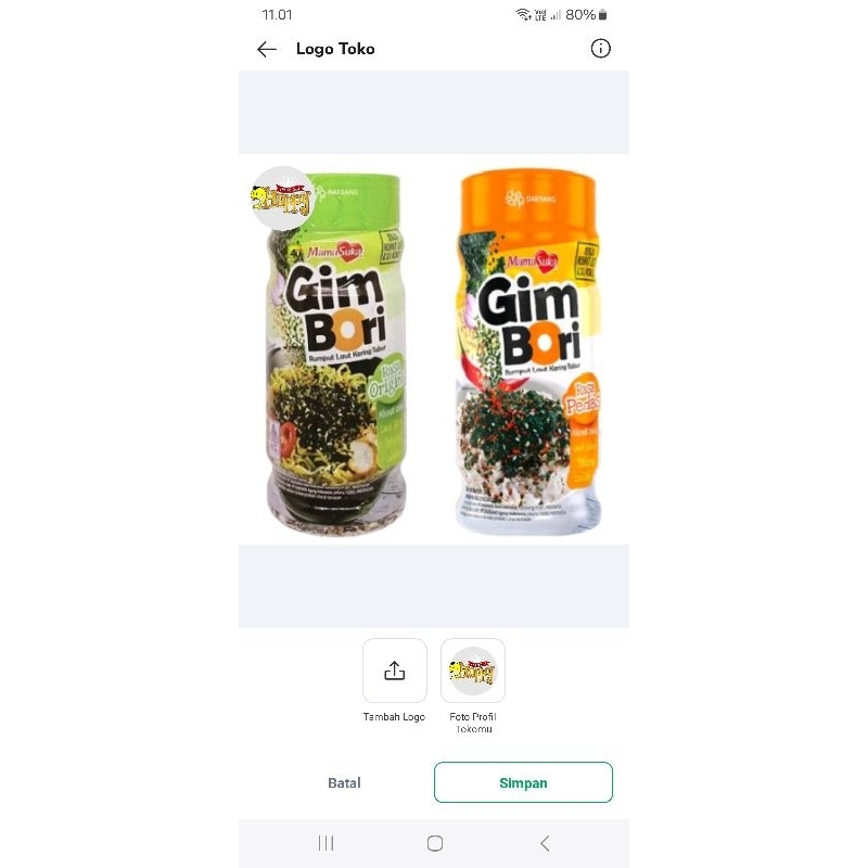 Jual GimBori MamaSuka Rumput Laut Kering Tabur 30 gram | Shopee Indonesia
