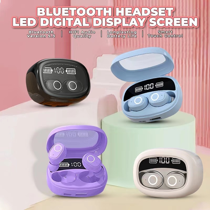 Jual TWS Earphone Nirkabel Casing Transparan Tampilan LED Bluetooth 5.3 Pengurangan Kebisingan ...