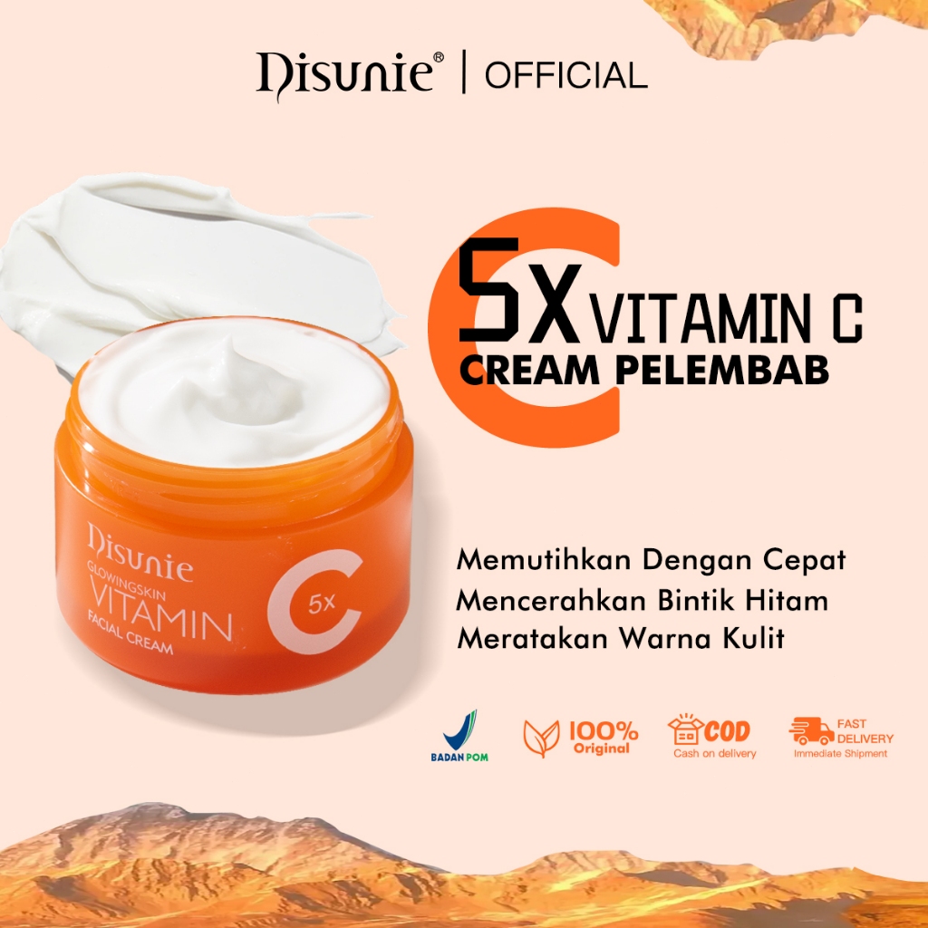 Jual DISUNIE 5X Vitamin C Whitening Cream Glowing Skin “Non-comedogenic ...