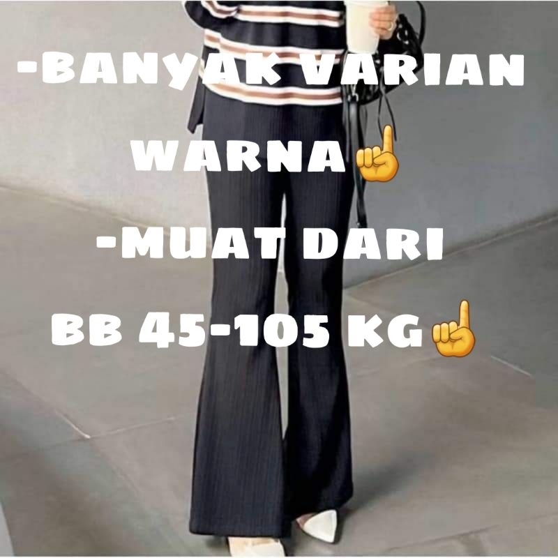 Jual CELANA CUTBRAY KNIT WANITA Higwaist Knit Cutbray Wanita Premium jumbo muat bb 45 sampai 100 ...