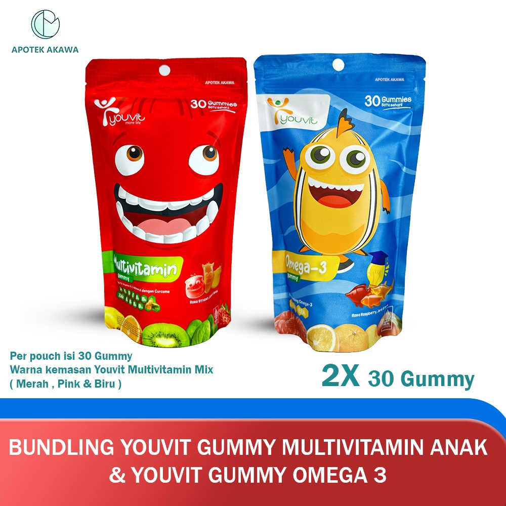 Jual Bundling Youvit Gummy Multivitamin Anak & Youvit Omega-3 / Pouch @30 Gummy / Apotek Akawa ...