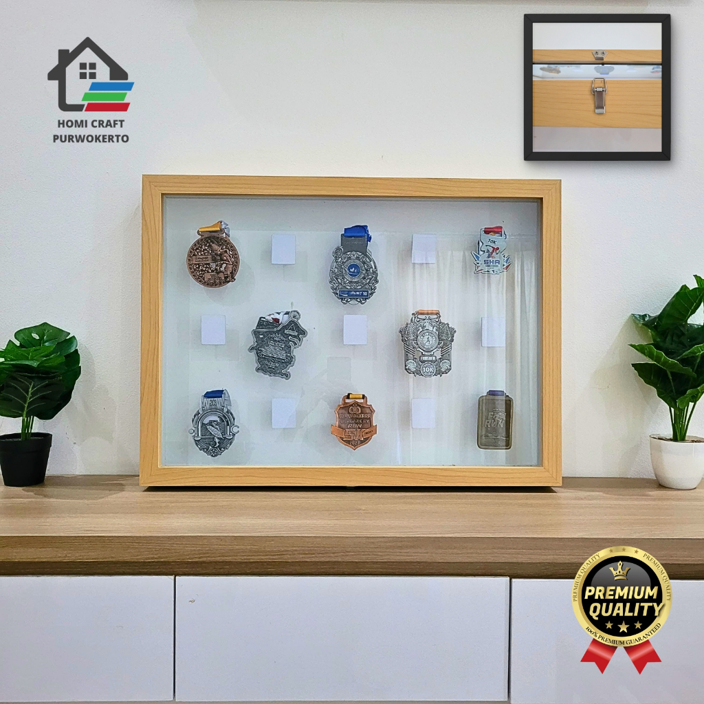 Jual Frame Custom Medali isi 15 Kotak Penyimpanan Kayu Box Medali ...