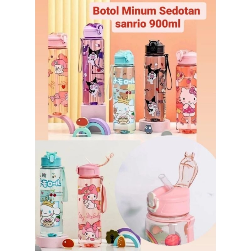 Jual BOTOL MINUN SEDOTAN SANRIO KUROMI MELODY HELLO KITTY 900 ML | Shopee Indonesia