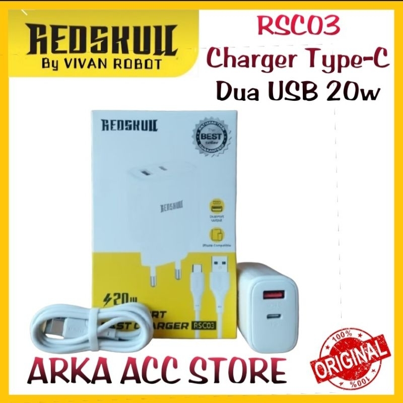 Jual Redskull RSC03 Charger Type-C 20W Fast Charging by Vivan Robot | Shopee Indonesia