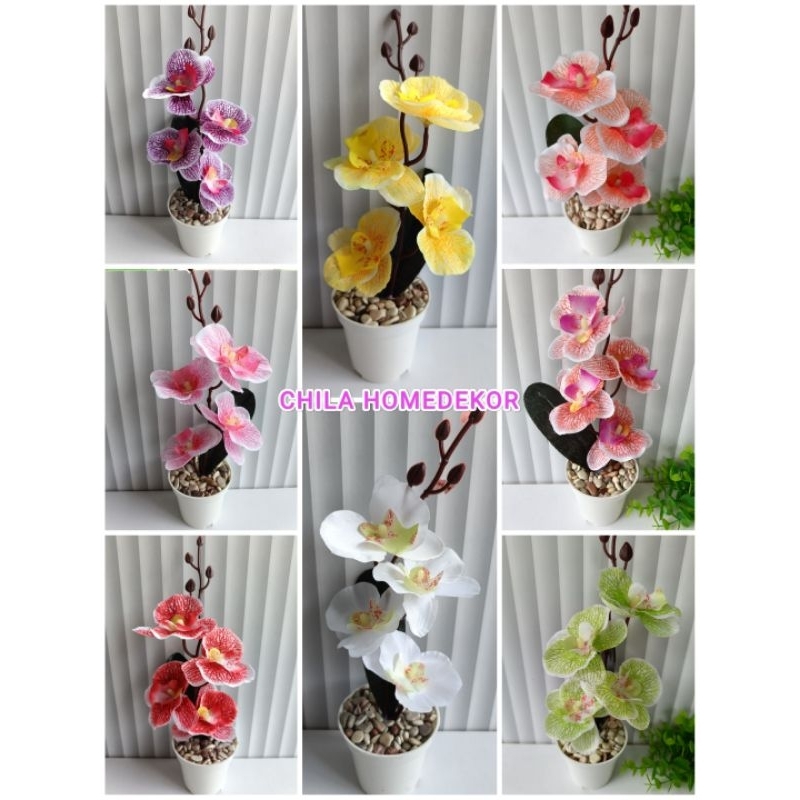 Jual BUNGA HIAS ANGGREK + POT BUNGA ARTIFICIAL DEKORASI RUANGAN ...
