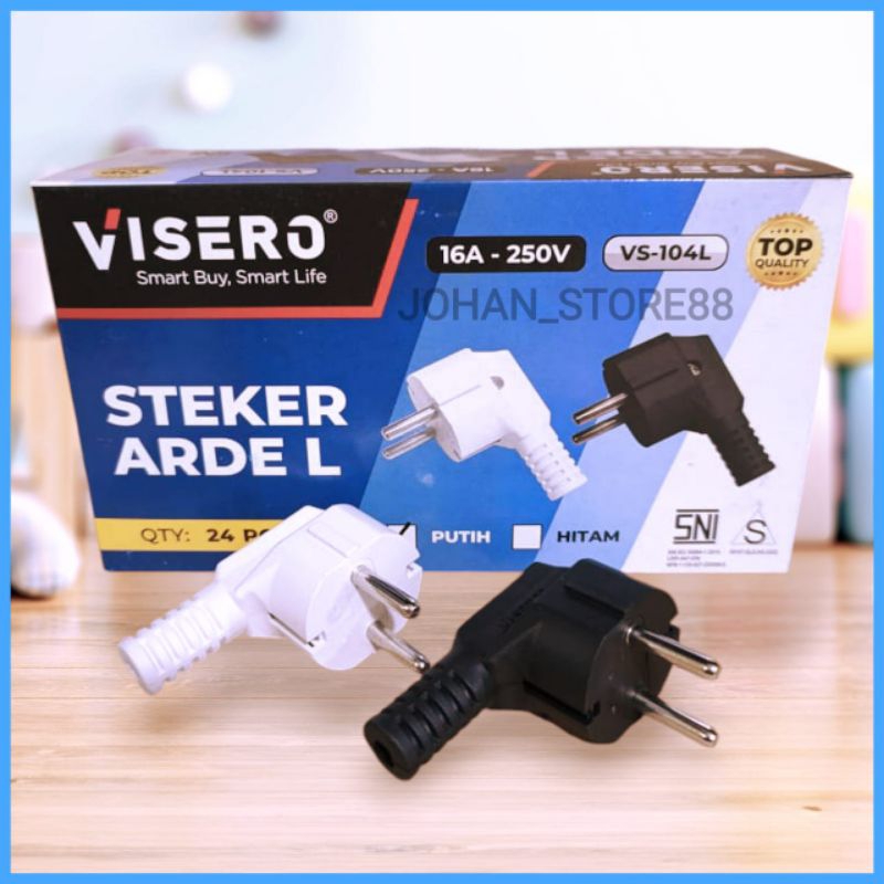 Jual ( Per 24 pcs) VISERO Steker Arde model L, Colokan Listrik Bulat ...