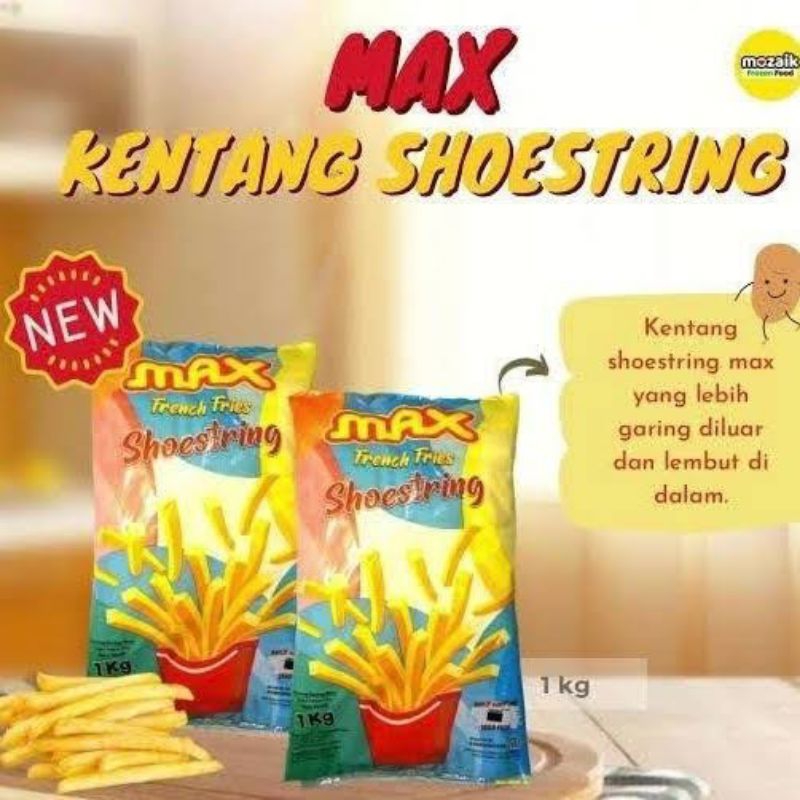 Jual Max Kentang Shoestring / French Fries 1 Kg (Frozen Food) | Shopee ...