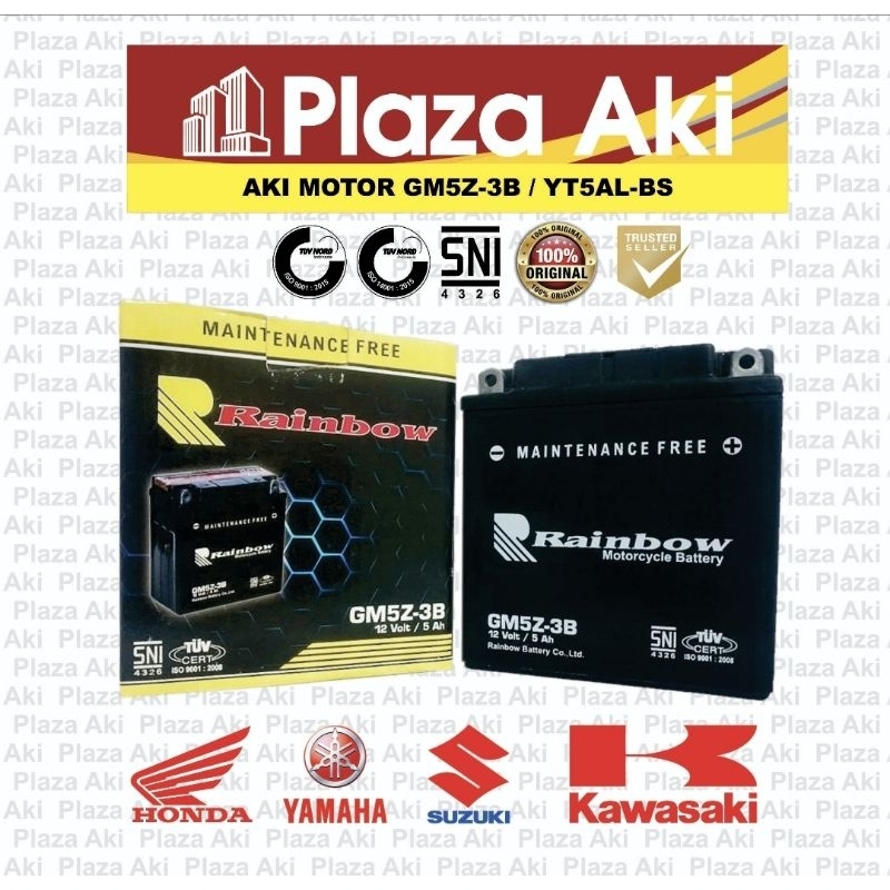 Jual Aki Motor Kering GM5Z-3B 12V 5Ah Murah HONDA Astrea Grand Mega Pro Lama Supra X 110 Supra ...