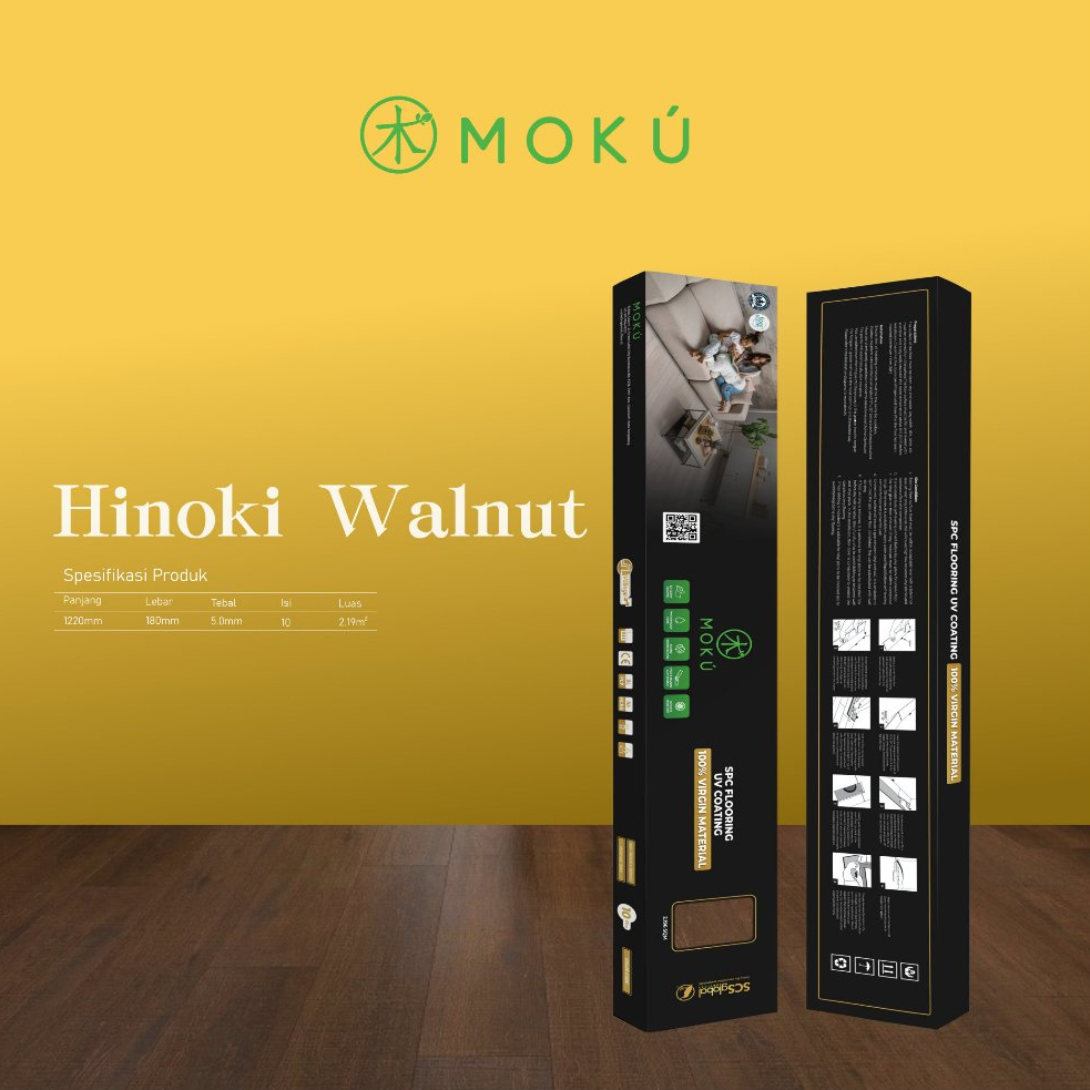 Jual Moku Floor Lantai SPC 5mm Lantai Kayu Hinoki Walnut 1220 X 180mm 1 ...