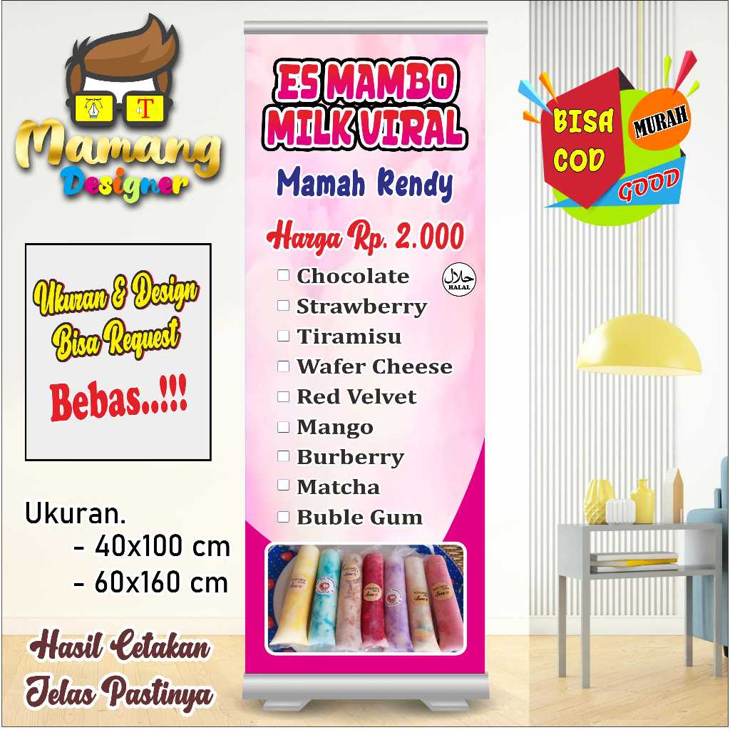 Jual Cetak Spanduk Banner Es Mamboo atau Es Viral bb | Shopee Indonesia