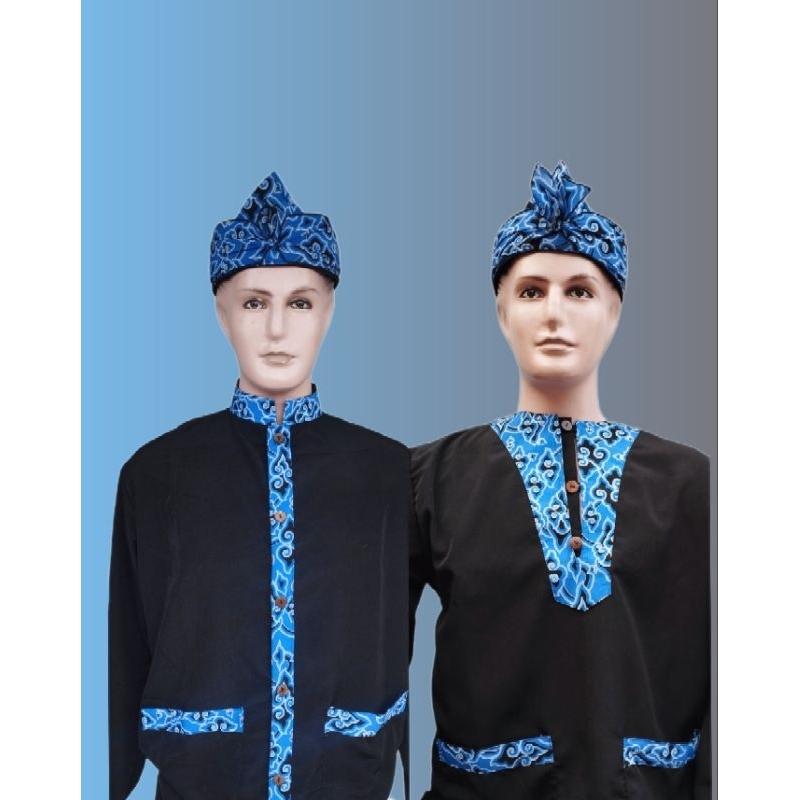 Jual Stelan pangsi pria dewasa kancing 3 motif batik/baju adat daerah ...