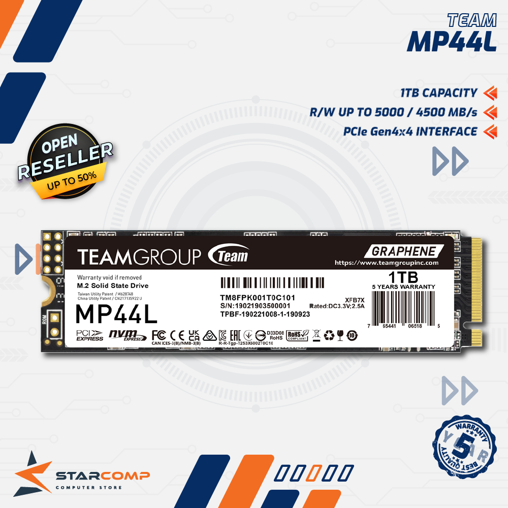 Jual TEAM SSD MP44L 1TB M.2 NVME PCIe Gen4x4 | Shopee Indonesia