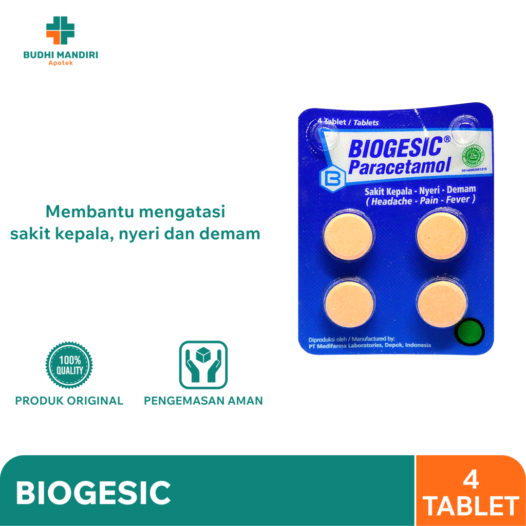 Jual Biogesic (4 Tablet) - Meringankan Nyeri, Sakit Kepala, Sakit Gigi ...