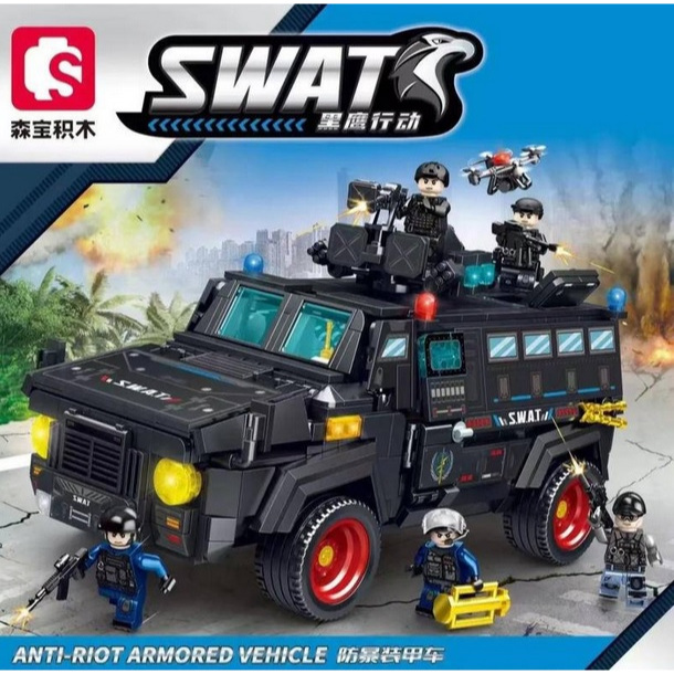 Jual Sembo 104320 SWAT Police anti riot vehicle +figure - 1145pcs mobil ...
