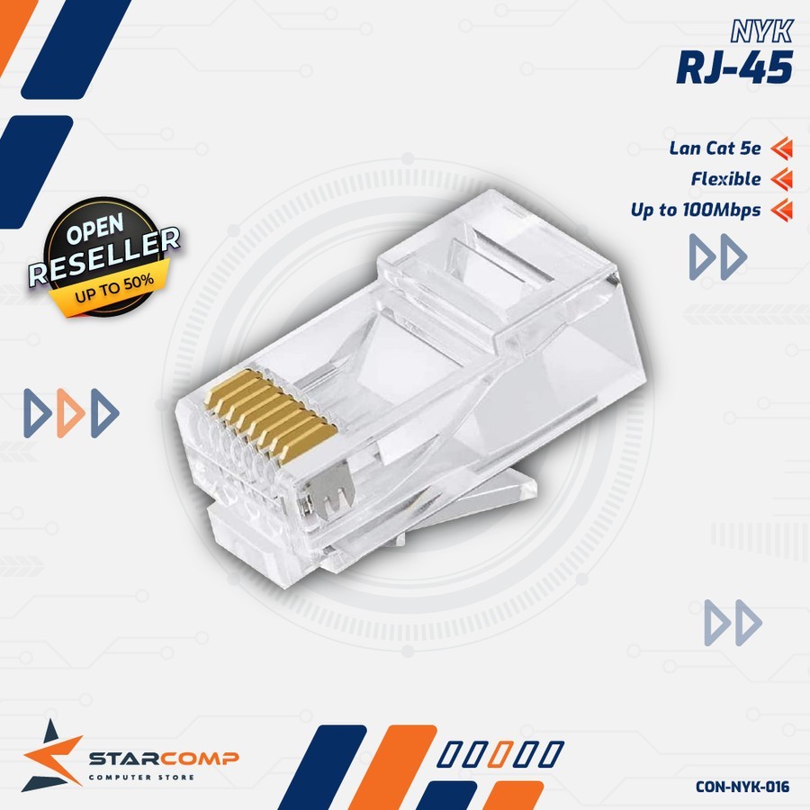 Jual Konektor RJ45 Cat 5 NYK Connector Crimping RJ-45 Lan Internet ...