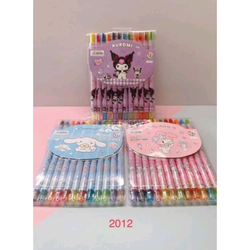 Jual Crayon putar sanrio 12 warna sanrio / crayon putar kuromi 12 warna ...