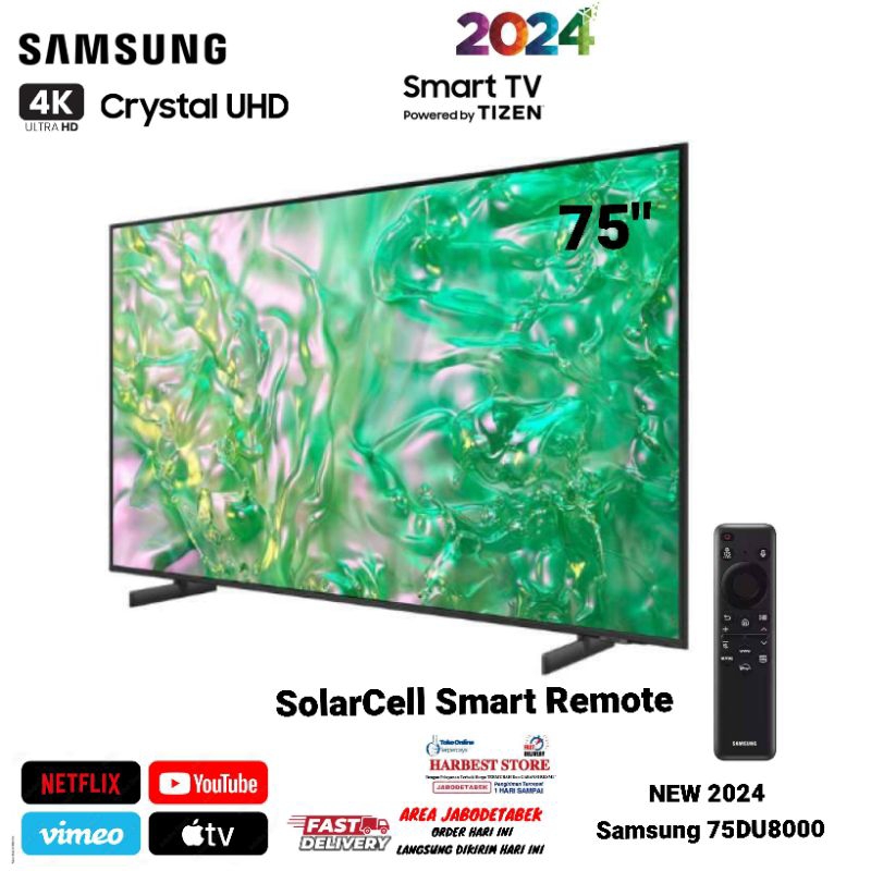 Jual LIMITED STOCK! SAMSUNG Crystal 4K UHD 75 Inch - TizenOS Smart TV 75DU8000 SolarCell Smart ...