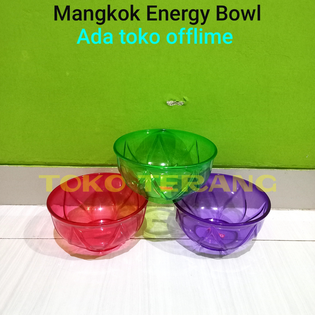 Jual Mangkok energy bowl plastik warna transparant motif bunga mangkok ...